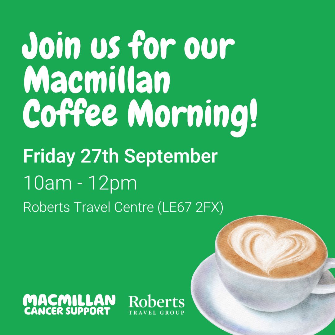 Join Us for our Macmillan Coffee Morning! | Roberts Holidays